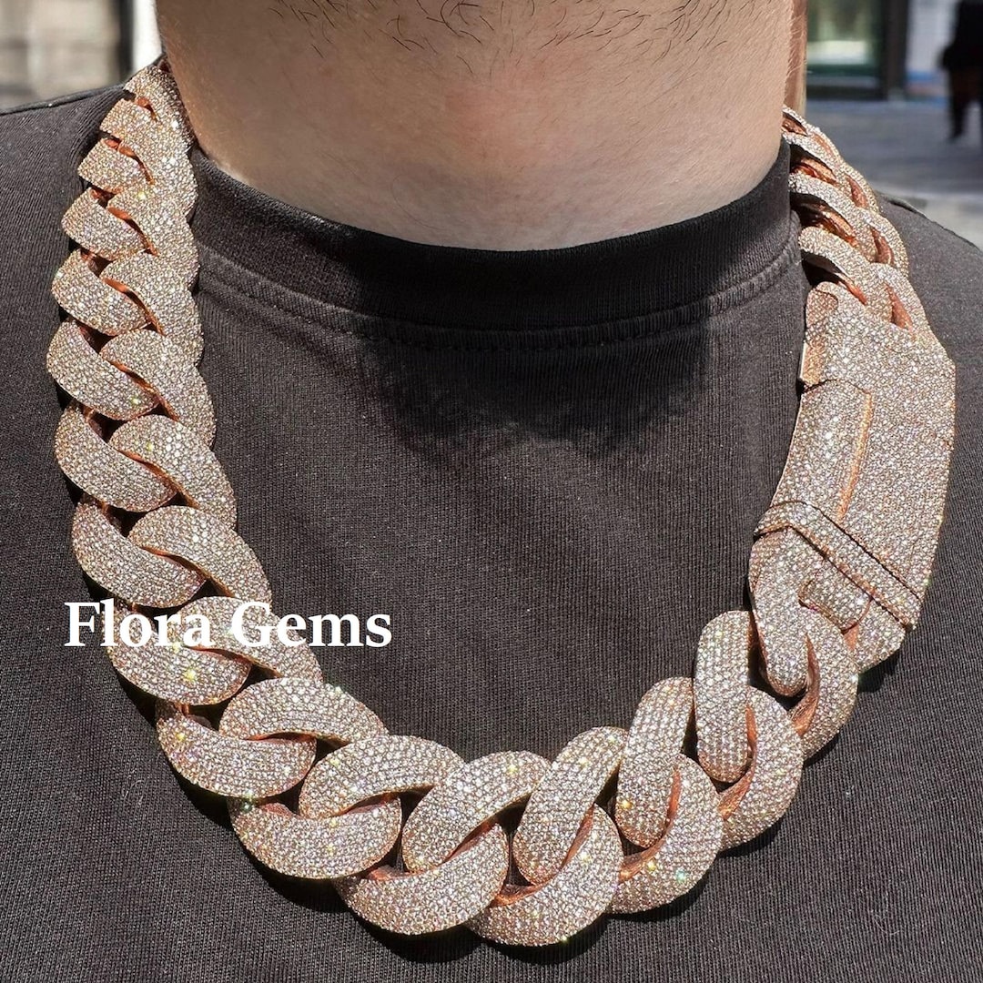 1 Kilo Iced Out Cuban Chain, VVS Moissanite Men Cuban Necklace, Hip Hop ...