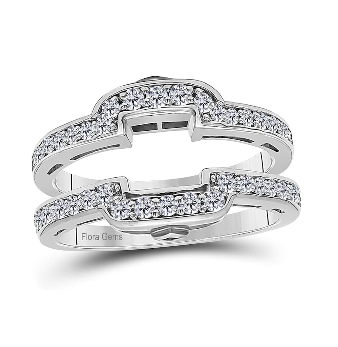 Women's Square Halo Ring Guard, Engagement Enhancer Ring Jacket, 1ct ...