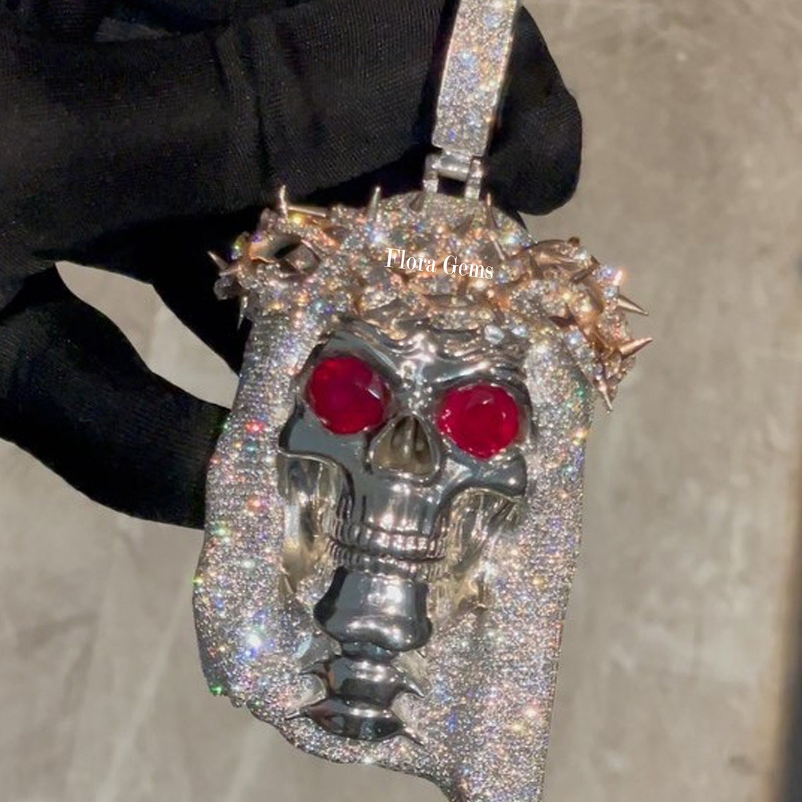 Hip Hop 3D Design Skull Pendant for Men, Real VVS Moissanite Pendant ...