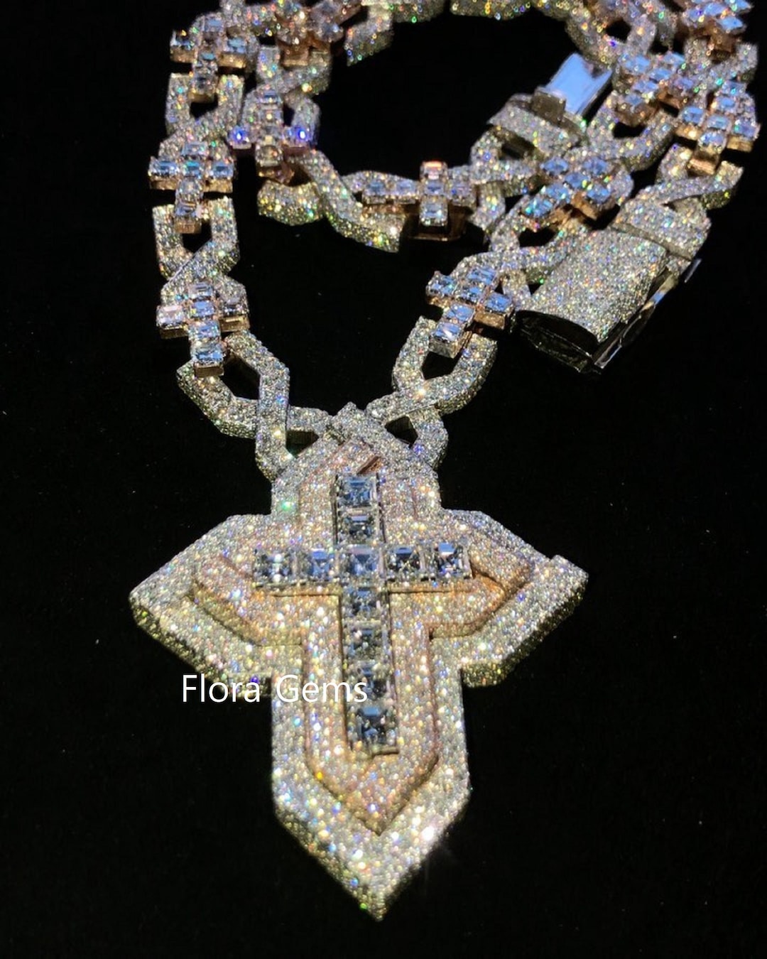 Iced Out Multi Layer Cross Pendant for Men, Moissanite Cross Pendant ...