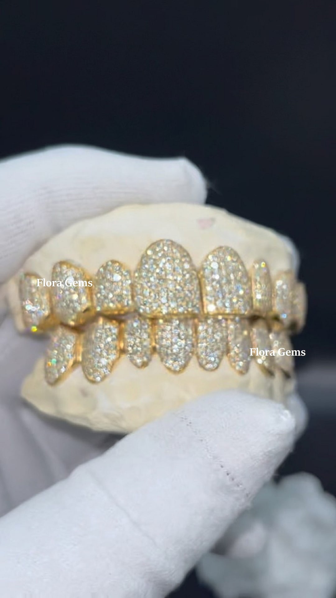 VVS Moissanite Full 16 Teeth Grillz, Fully Iced Out Grillz, 925 ...