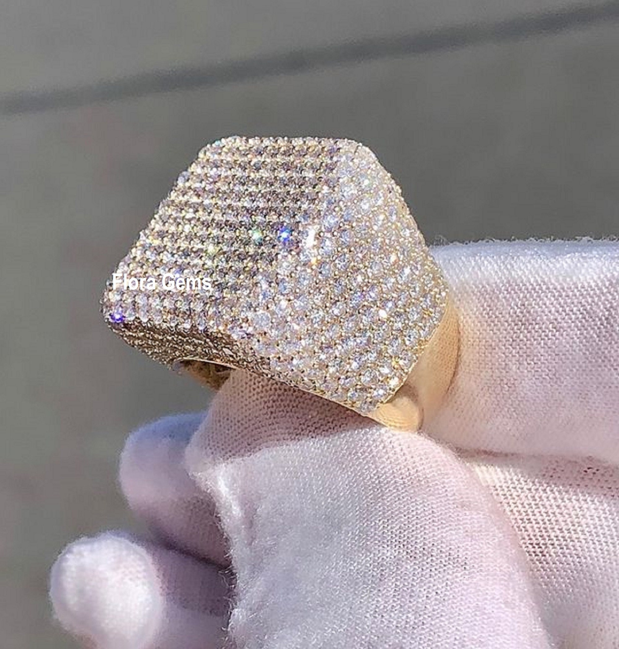 Iced Out Men Ring Round Moissanite Diamond Ring Hip Hop - Etsy