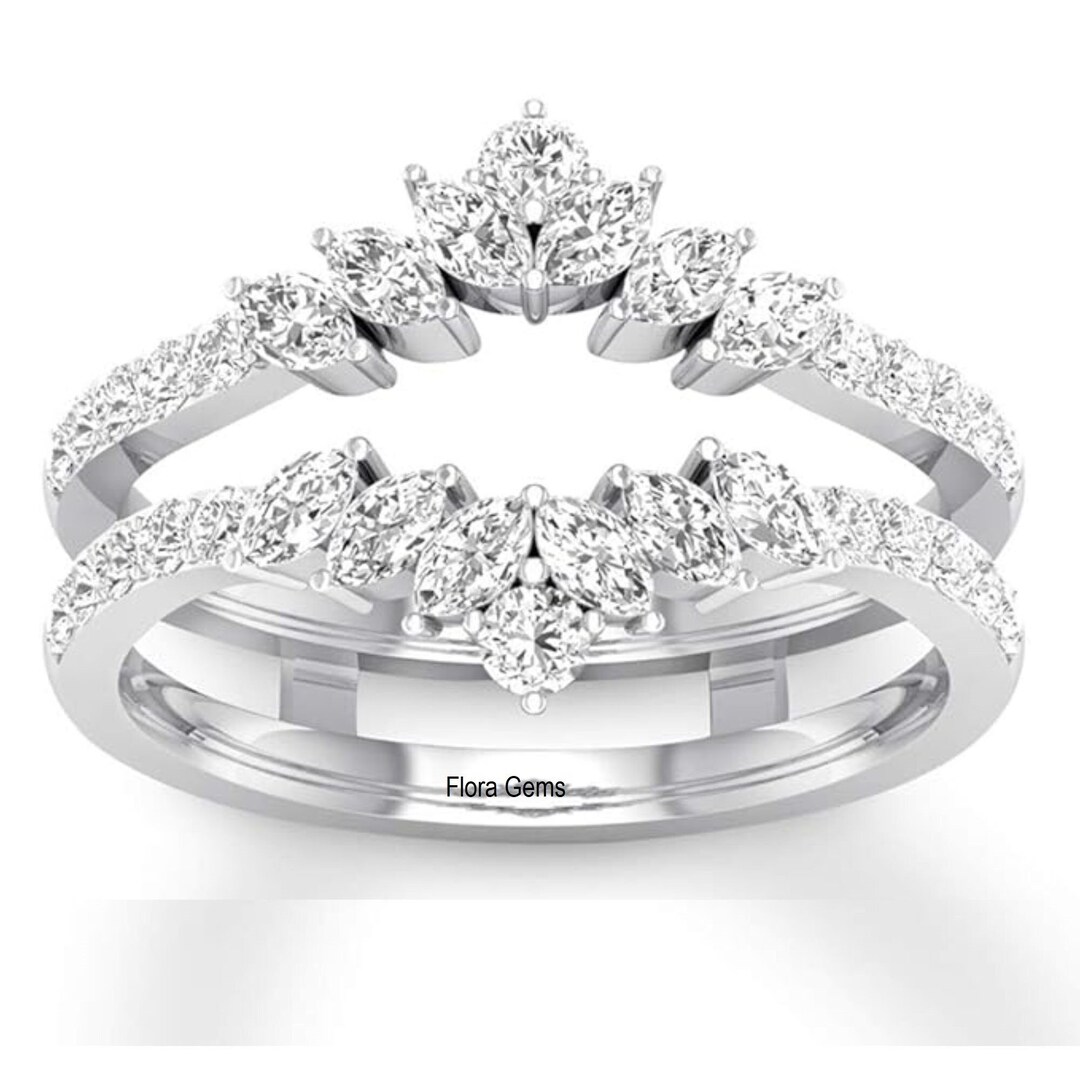 Marquise Cut Diamond Enhancer Ring Jacket, Women's Engagement Wrap Band ...