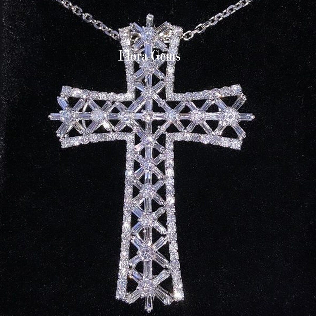Custom Made Unique Shape Cross Pendant for Men & Women, Baguette and ...