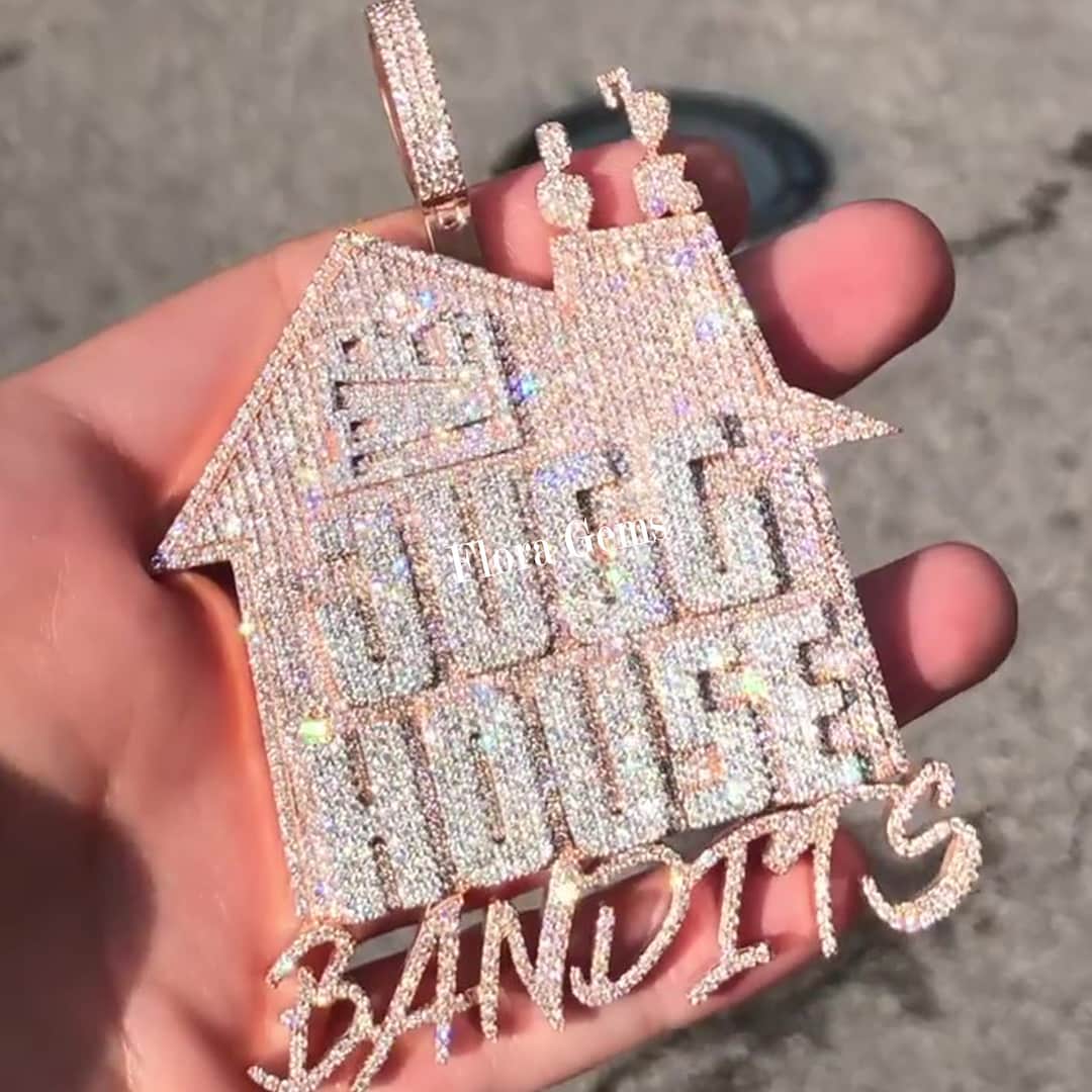 Customize Hip Hop 3D House Design Pendant, Custom Letter, Shiny VVS ...