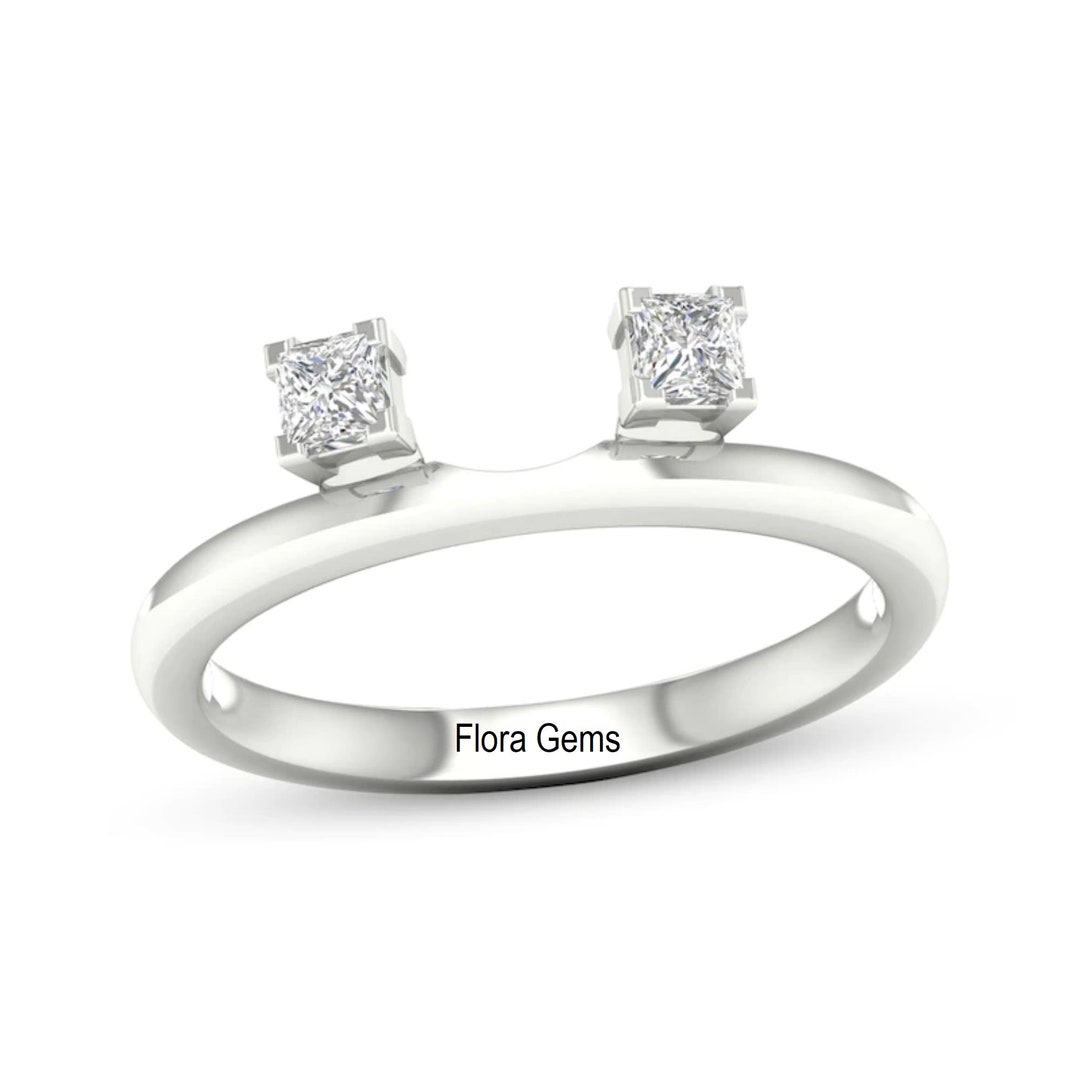 Solitaire Princess Cut Diamond Wrap Band Ring, Anniversary Enhancer ...