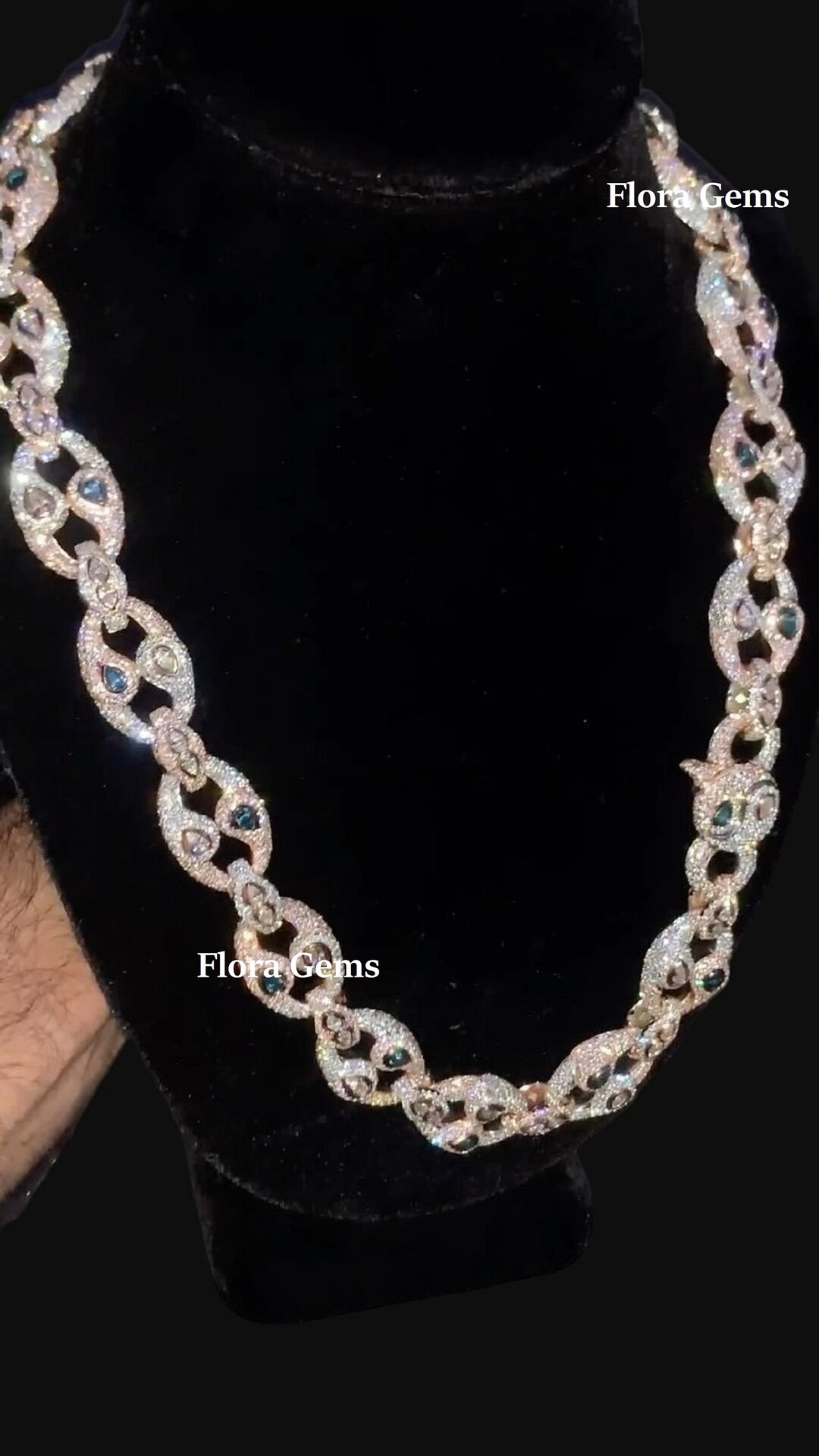 18 MM Iced Out Yang-yin Link Chain, Real Moissanite Hip Hop Chain for ...