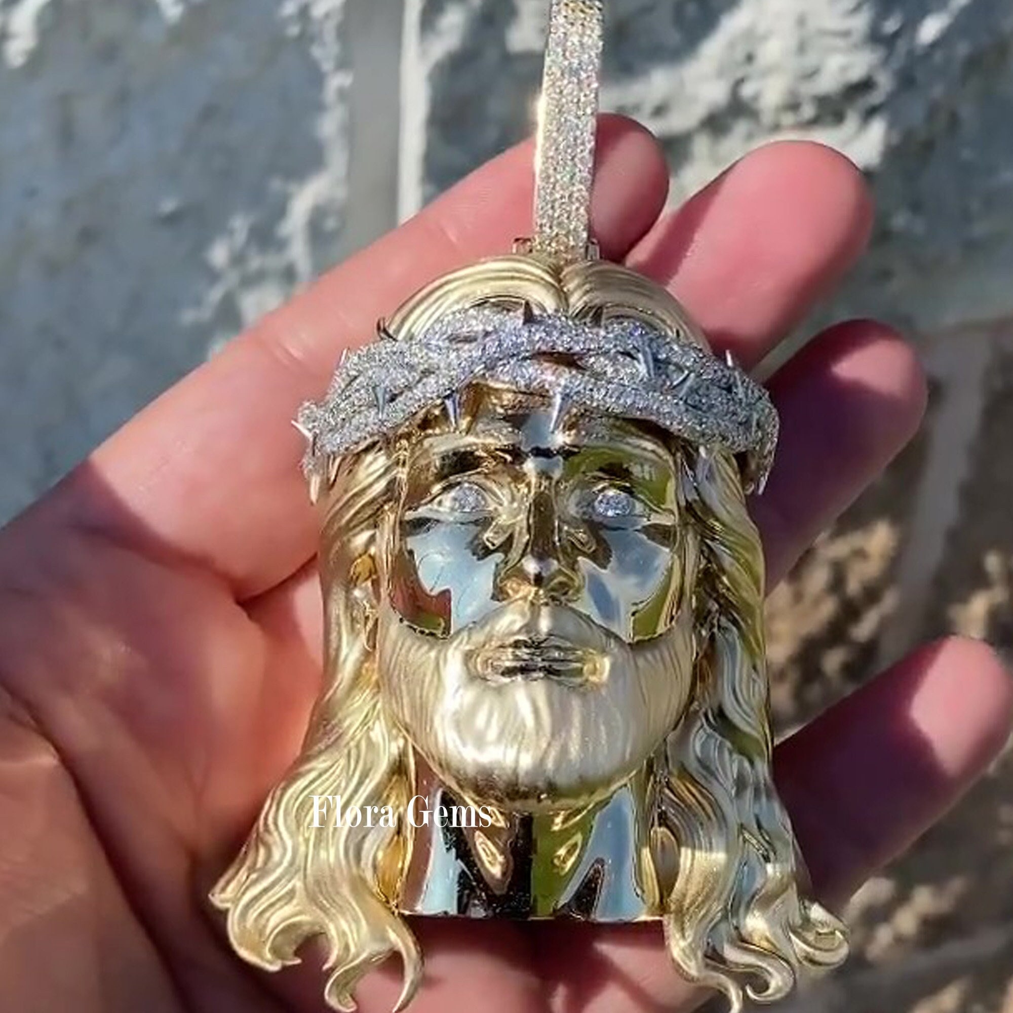 Solid 925 Sterling Silver Jesus Pendant, VVS Moissanite Jesus Pendant ...