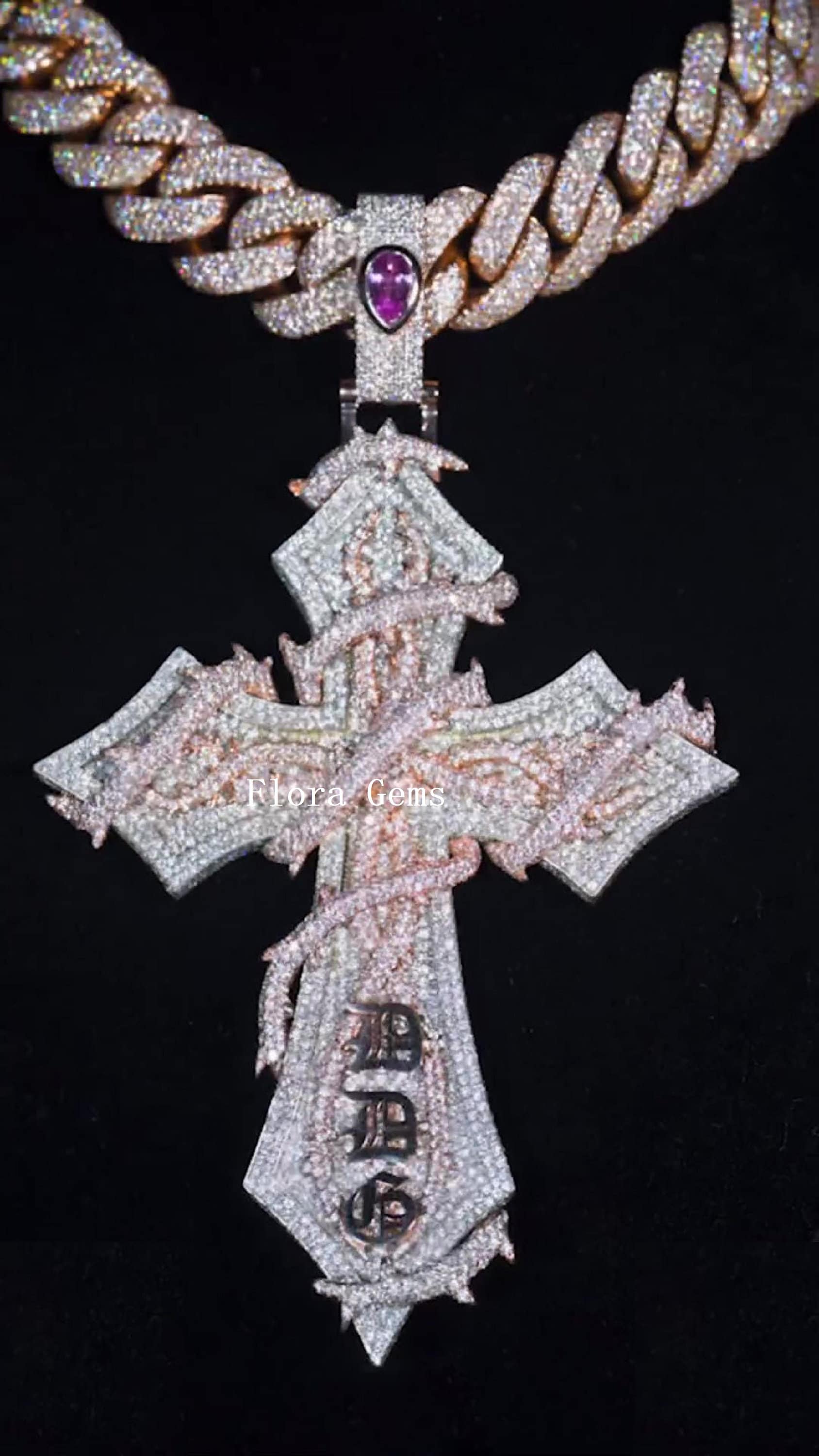 Shiny VVS Moissanite Cross Pendant, Iced Out Cross Pendant, Custom Hip ...
