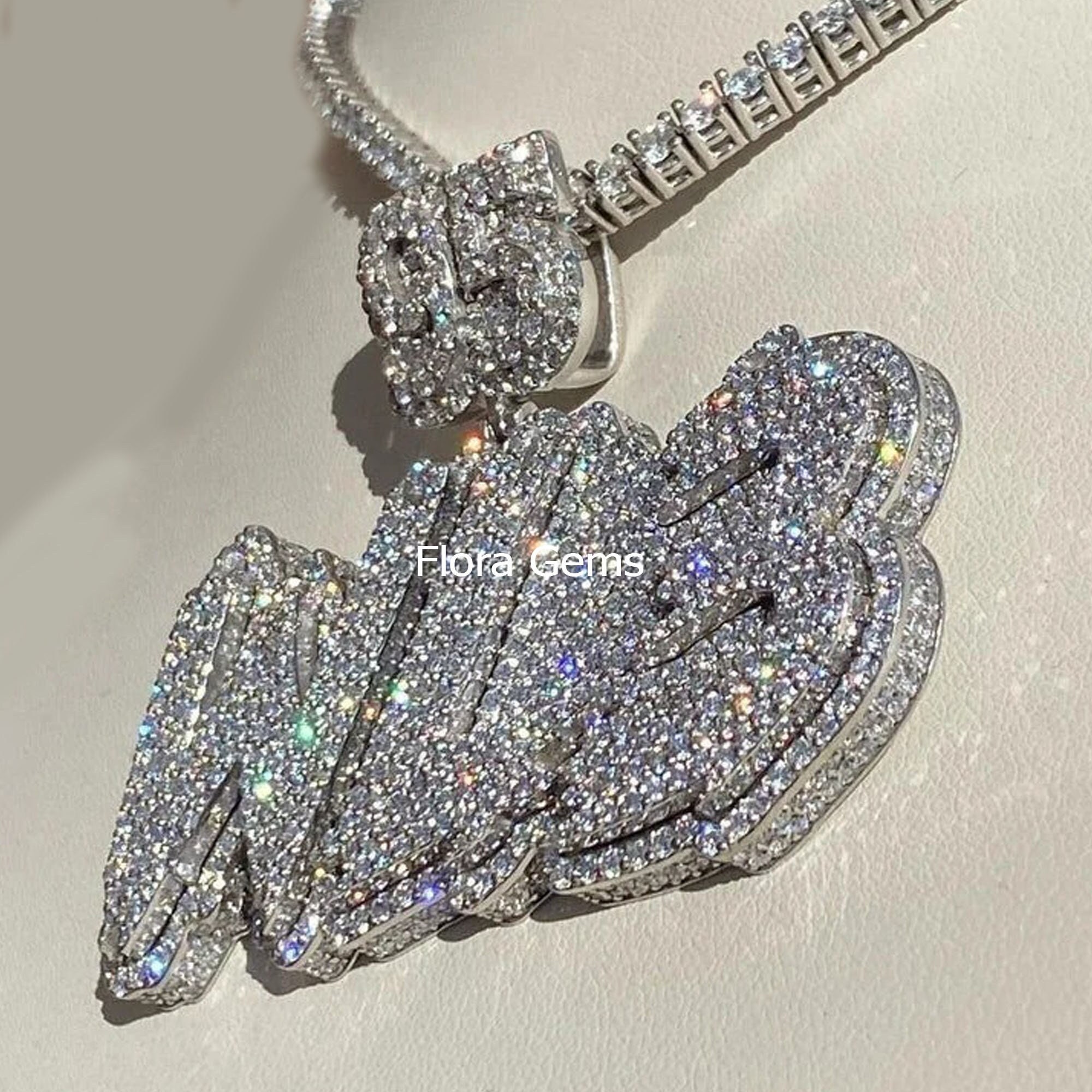 Fully Iced Out Letter Pendant, Real Moissanite 3 Letter Pendant for Men ...