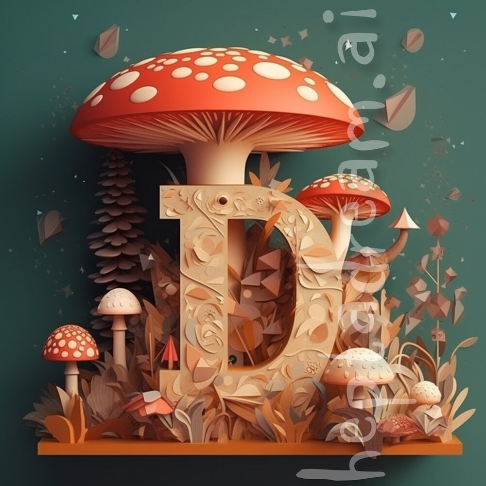Mushroom Alphabet Digital Prints, Custom Lettering for Bedrooms ...