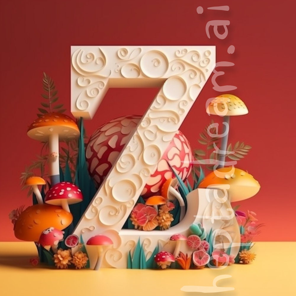 Mushroom Alphabet Digital Prints, Custom Lettering for Bedrooms ...