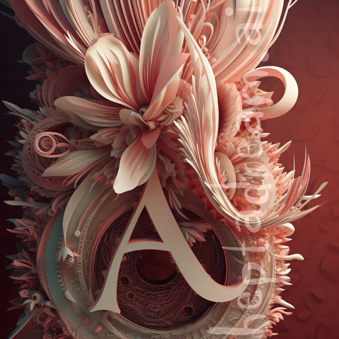 Floral Alphabet Digital Prints, Custom Lettering for Bedrooms ...