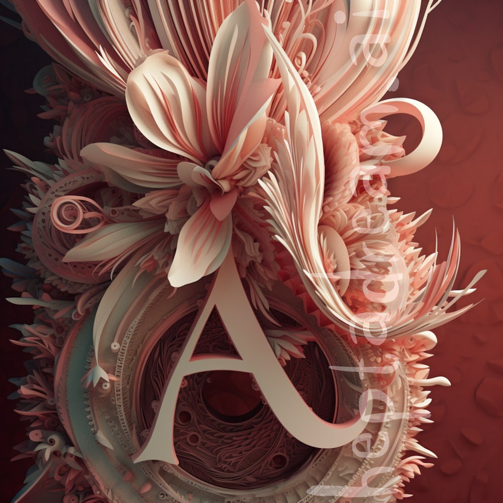 Floral Alphabet Digital Prints, Custom Lettering for Bedrooms ...