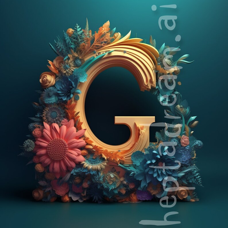 Floral Alphabet Digital Prints, Custom Lettering for Bedrooms ...