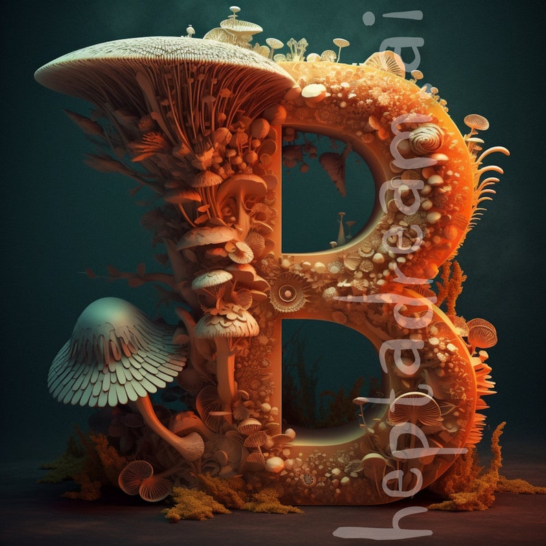 Mushroom Alphabet Digital Prints, Custom Lettering for Bedrooms ...