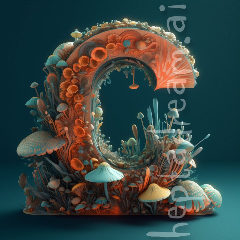 Mushroom Alphabet Digital Prints, Custom Lettering for Bedrooms ...