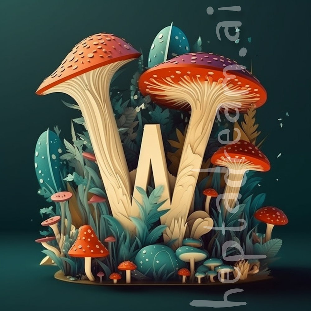 Mushroom Alphabet Digital Prints, Custom Lettering for Bedrooms ...