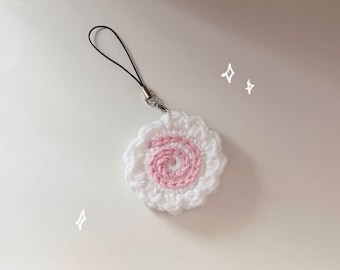 Crochet Fishcake Narutomaki Keychain Charm Cute Adorable Pink Swirl ...