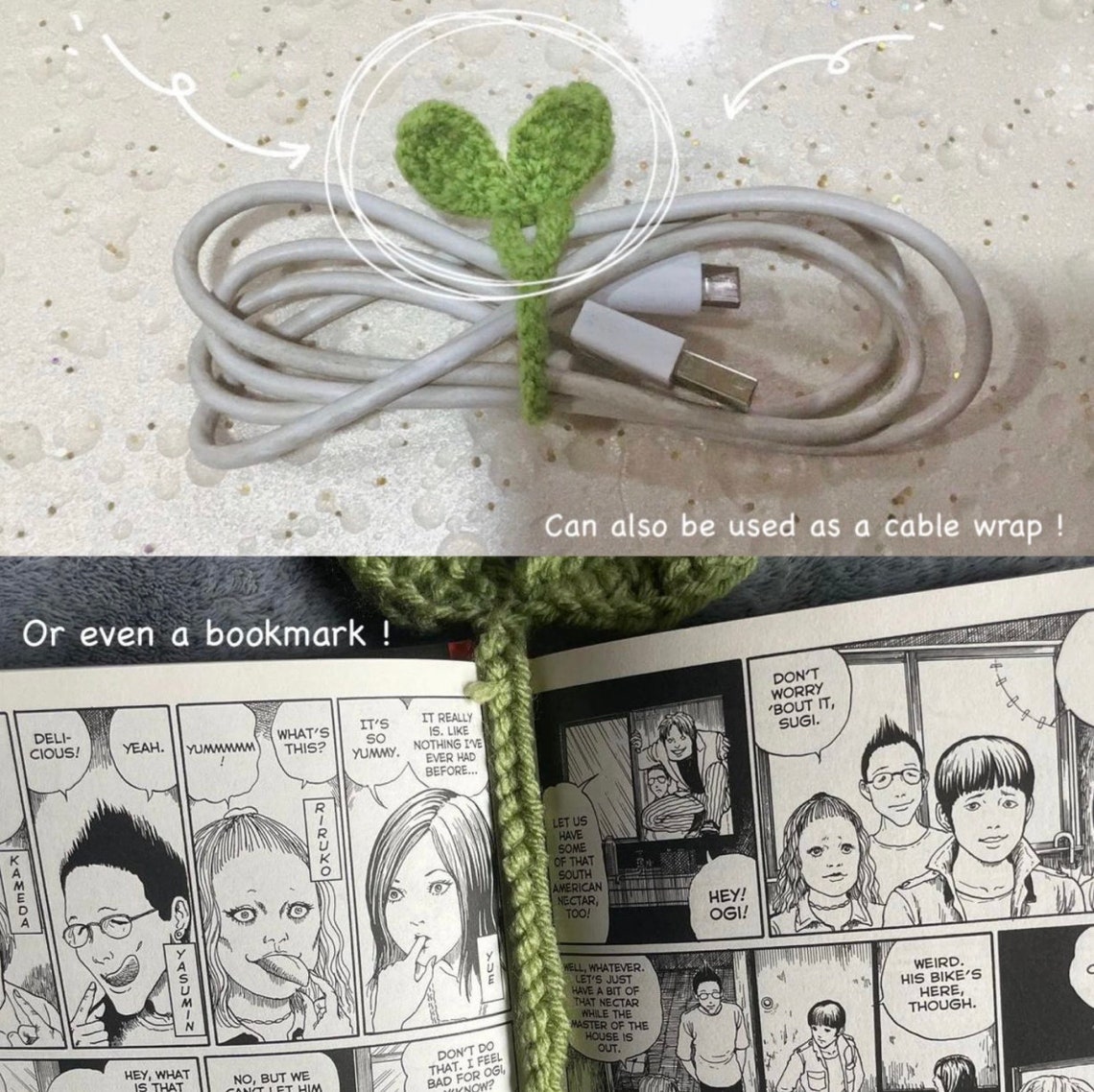 Crochet Sprout for Headphones Bookmark Cable Wrap Tie - Etsy