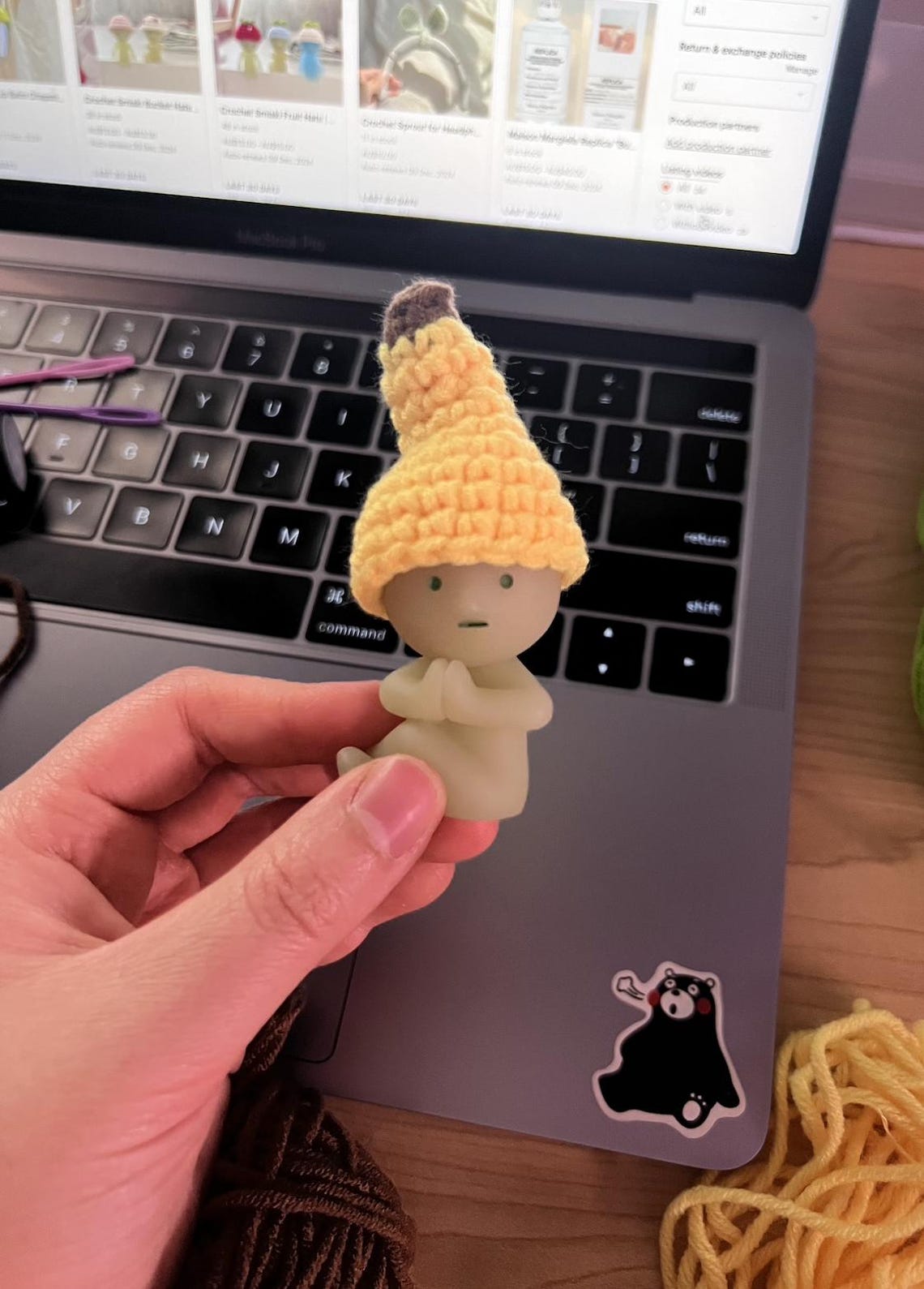 Crochet Smiski Banana Hat | Adorable Accessories for Smiskis - Etsy