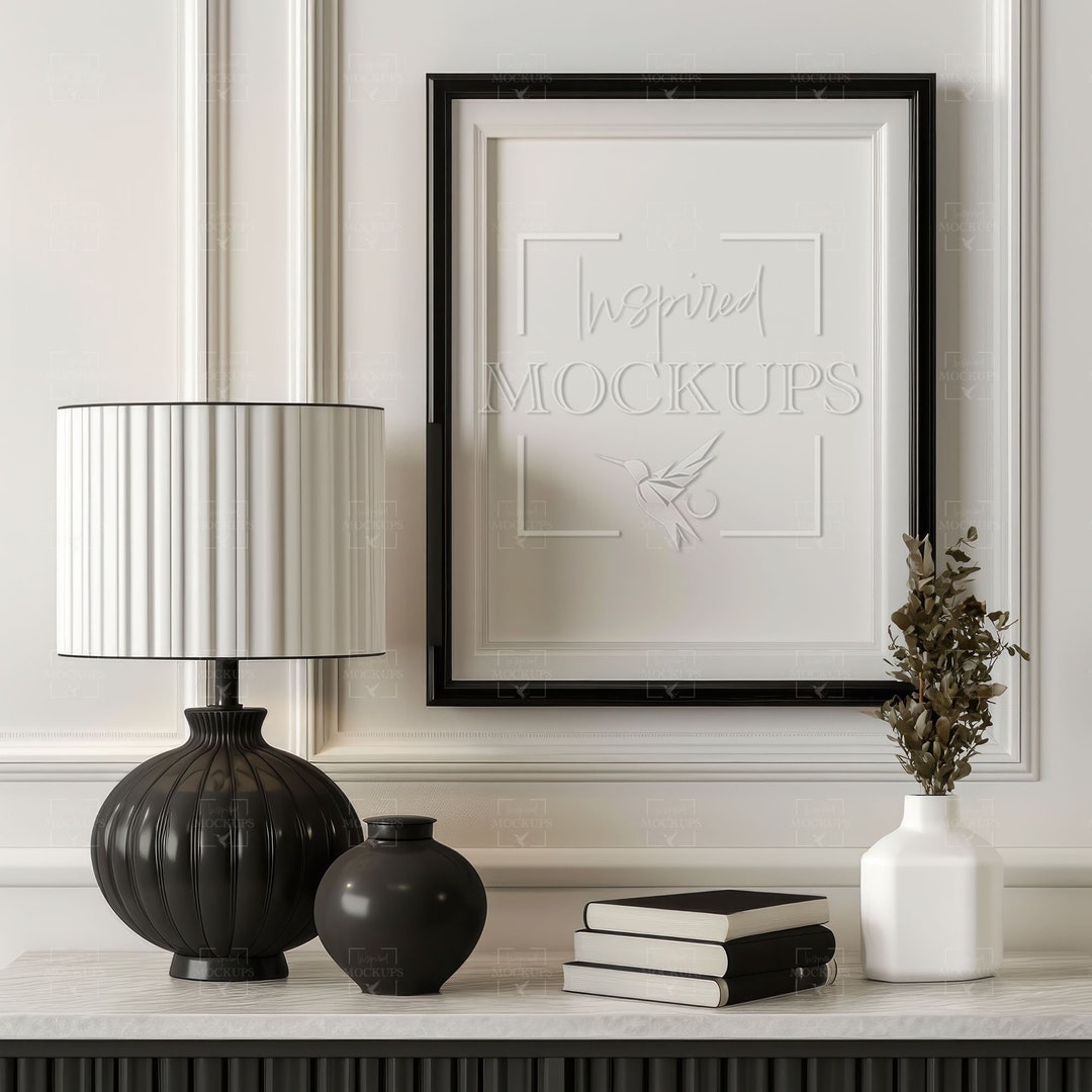 Modern Black Frame Mockup, Vertical Mockup, Wall Art Mockup, Frame ...