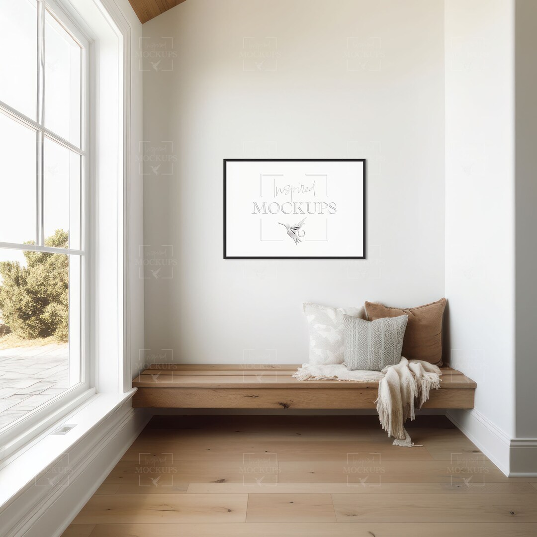 Modern Entry / Reading Nook Frame Mockup With Reflection, Interior ...