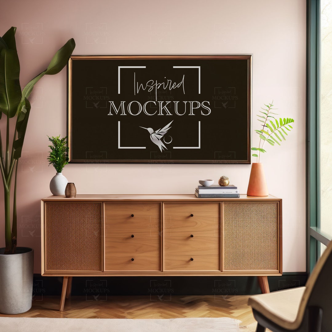 Frame TV Interior Mockup, Mockup Frame TV, Art Tv Mockup, Art Frame ...