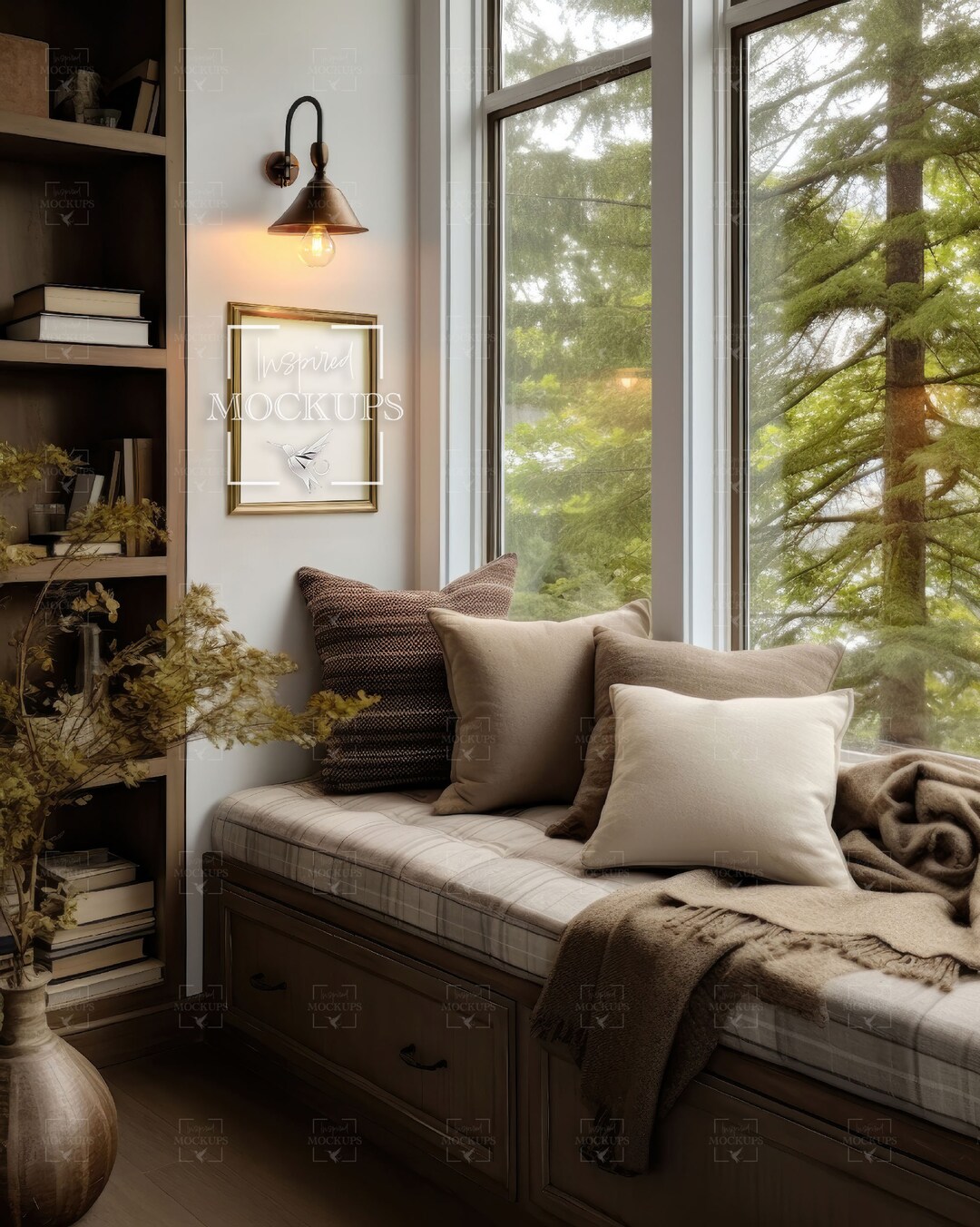 Gold Vertical Frame Mockup, Reading Nook Mockup, Poster Mockup, Wall ...