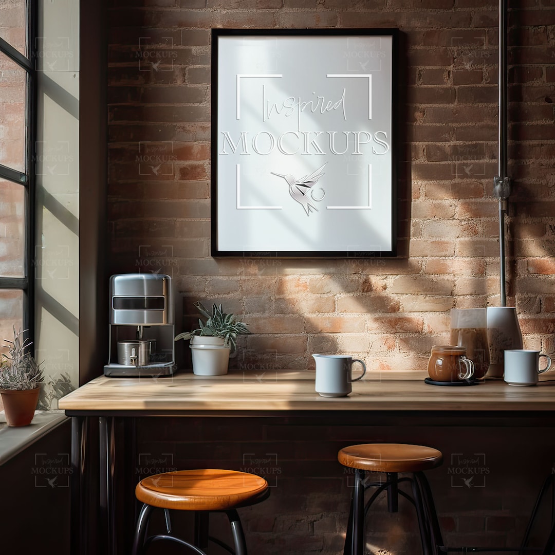 Black Vertical Frame Mockup, Bar Mockup, Poster Mockup, Coffee Shop ...