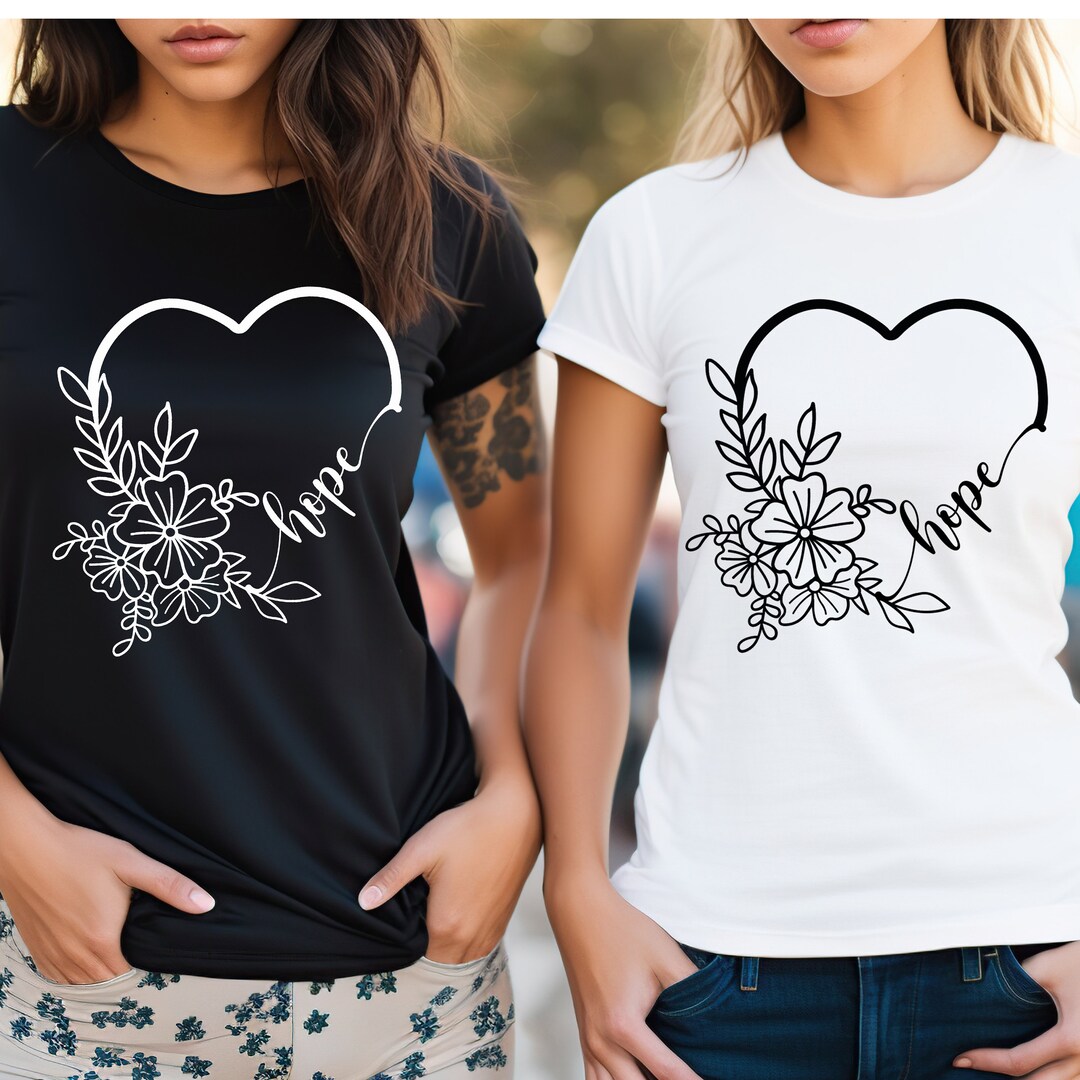 Heart Flower Hope T Shirt, Motivational Shirts for Women,breast Cancer ...