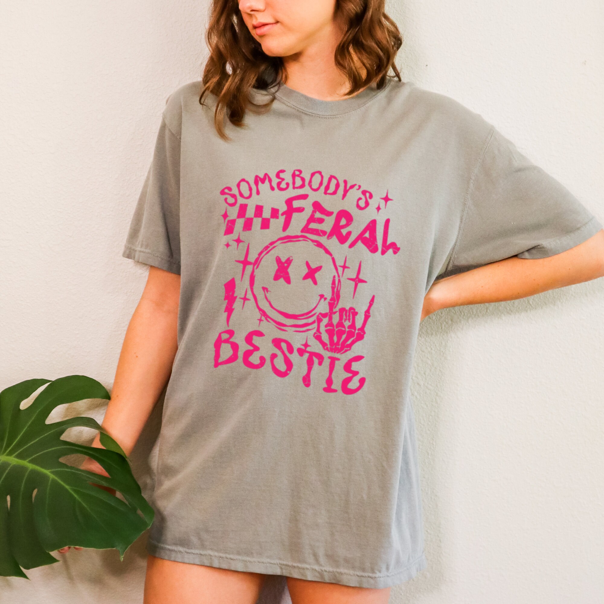 Comfort Colors® Somebody's Feral Bestie T-shirt, Best Friends Shirt ...