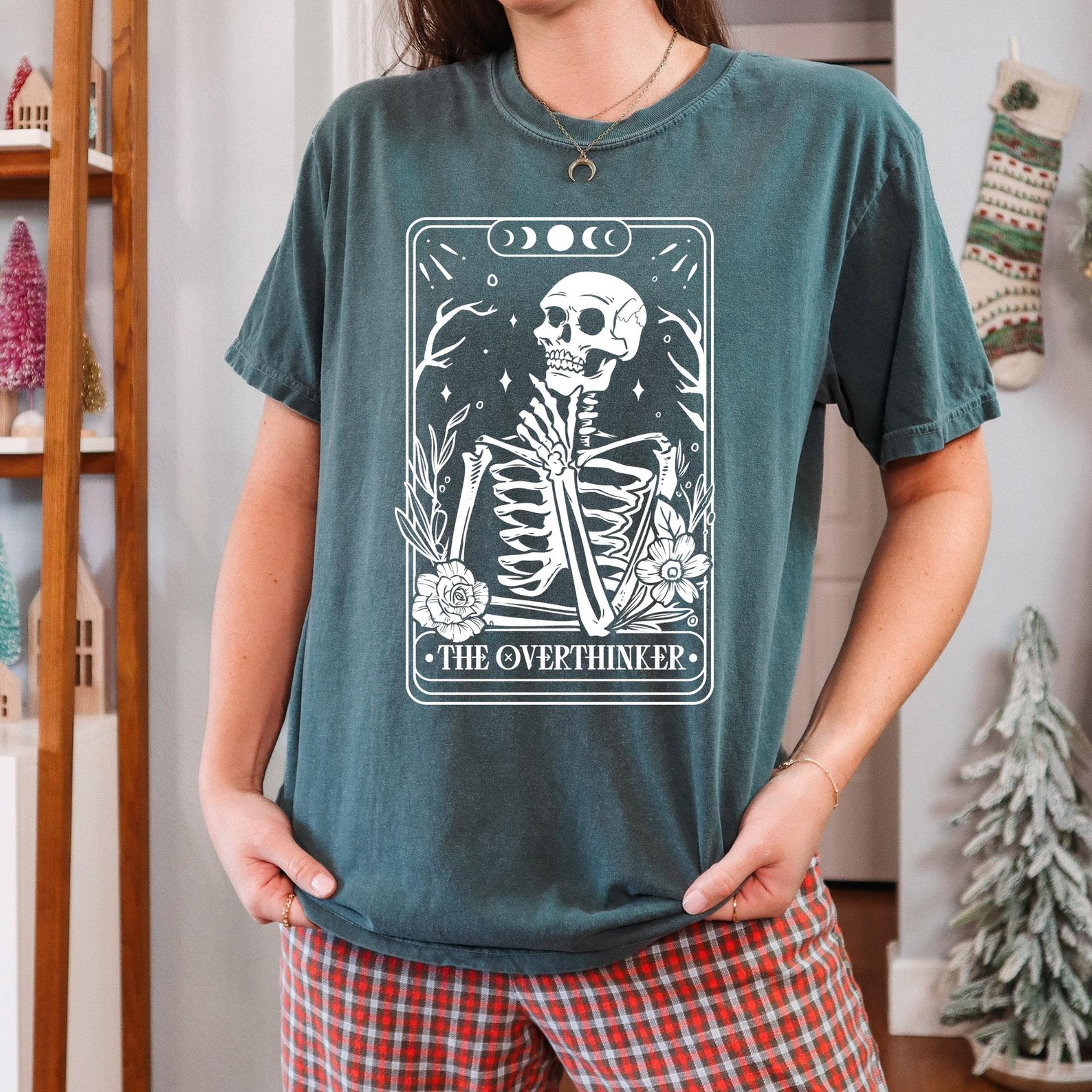 Comfort Color Tarot Card Shirt, Thinking Skull,the Overthinker ...