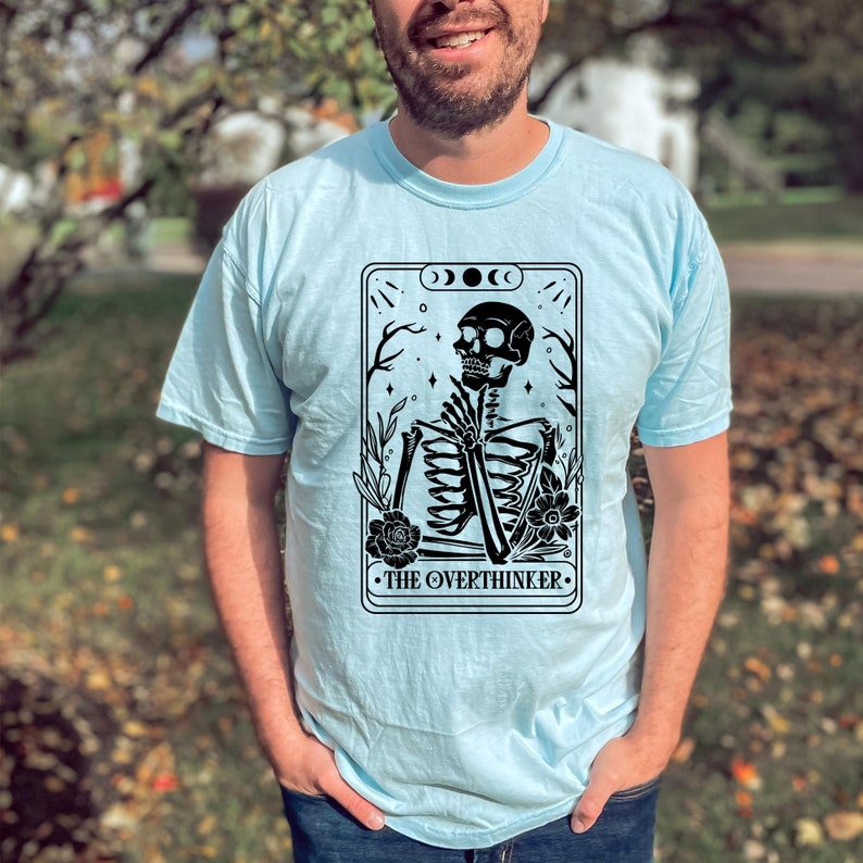 Comfort Color Tarot Card Shirt, Thinking Skull,the Overthinker ...