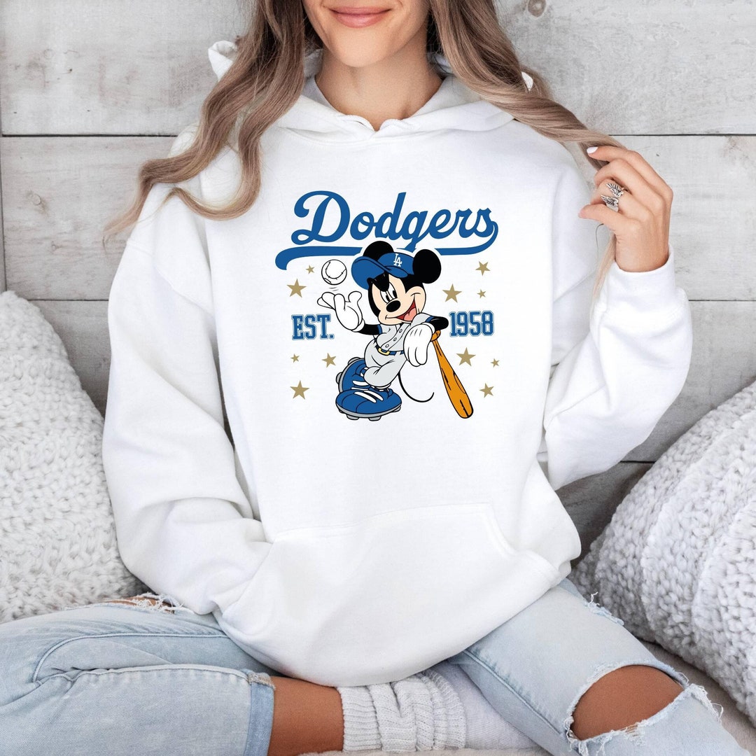 Mickey Mouse Dodgers 1958 Baseball Hoodie, Mickey Baseball Hoodie ...