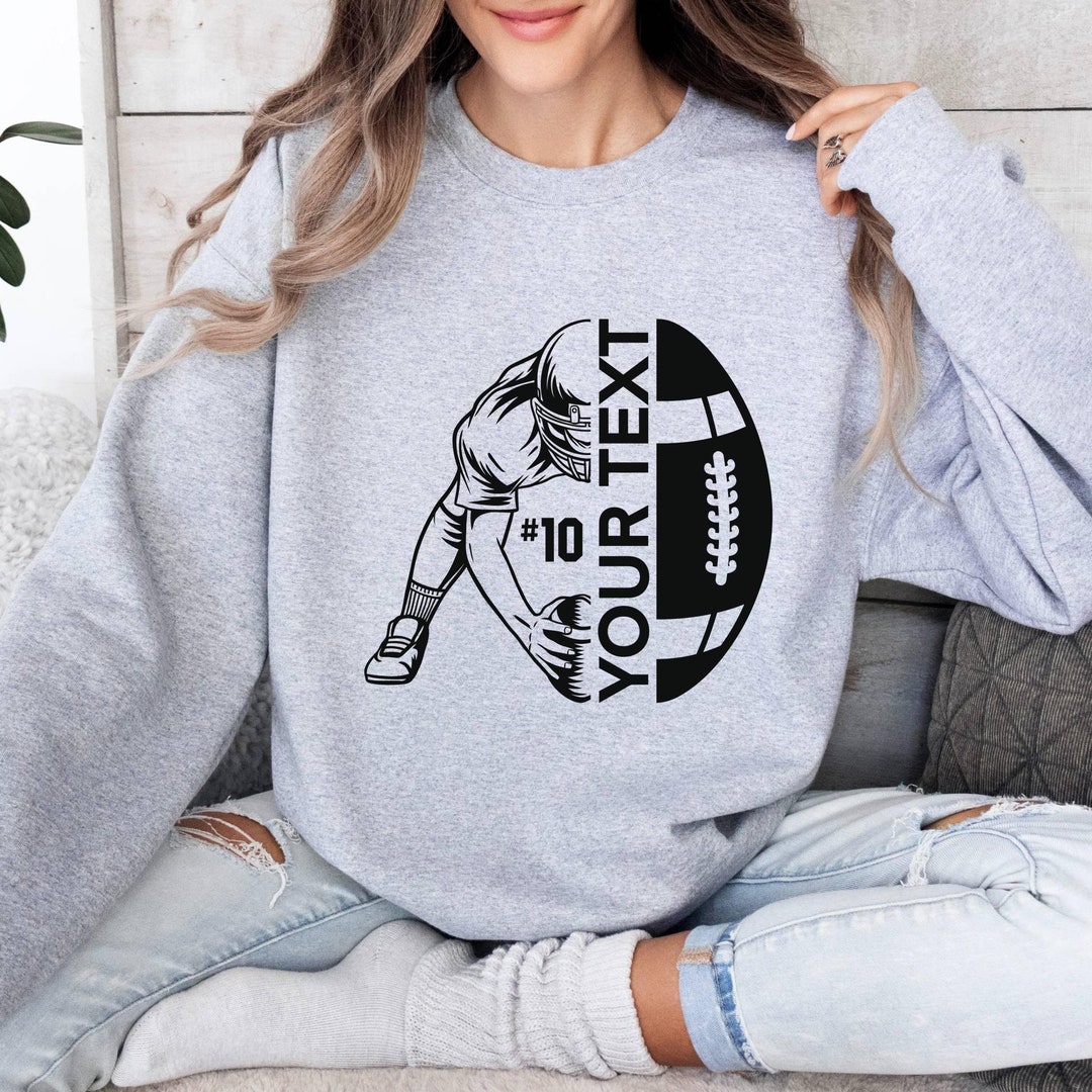 Football Player With Half Ball Sweater, Custom Football Sweatshirt ...