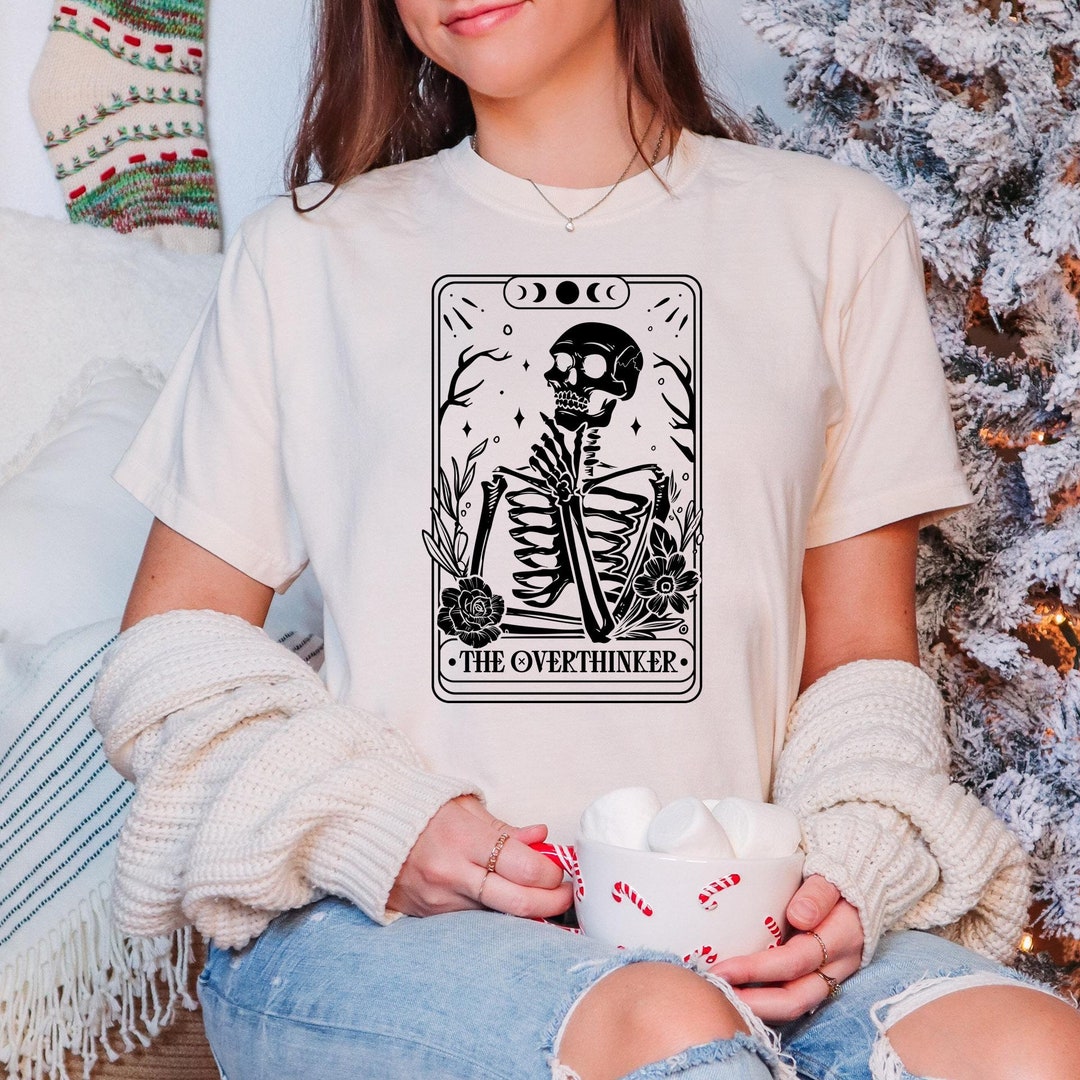 Comfort Color Tarot Card Shirt, Thinking Skull,the Overthinker ...