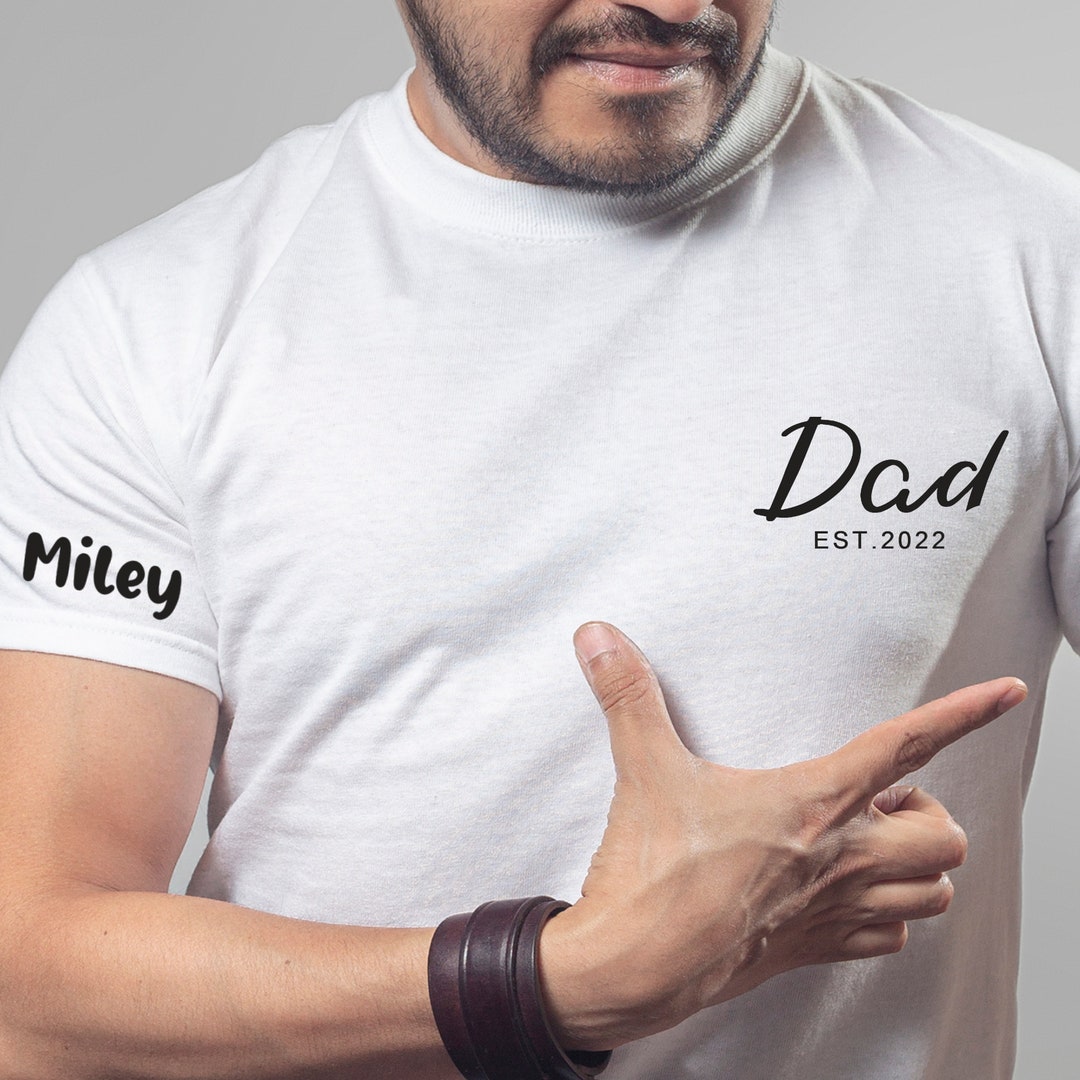 Personalized Dad Shirt With Kids Names Arm,custom Dad Shirt, Est Date ...