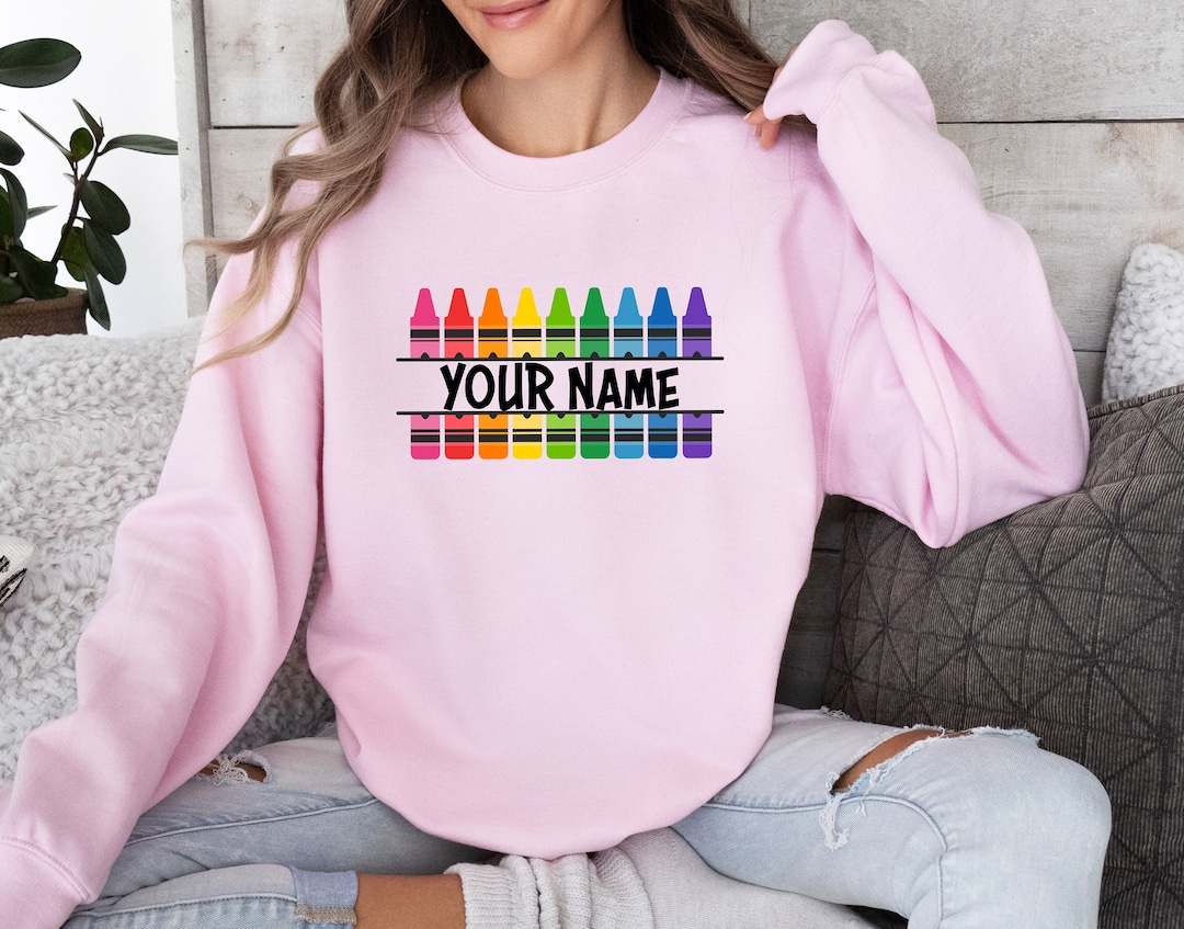 Custom Teacher Sweatshirt, Crayon Split Monogram Sweater, Custom Crayon ...