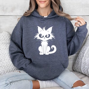 Black Cat Hoodie, Angry Cat Hoodie, Aggressive Cat Hoodie, Funny Cat ...
