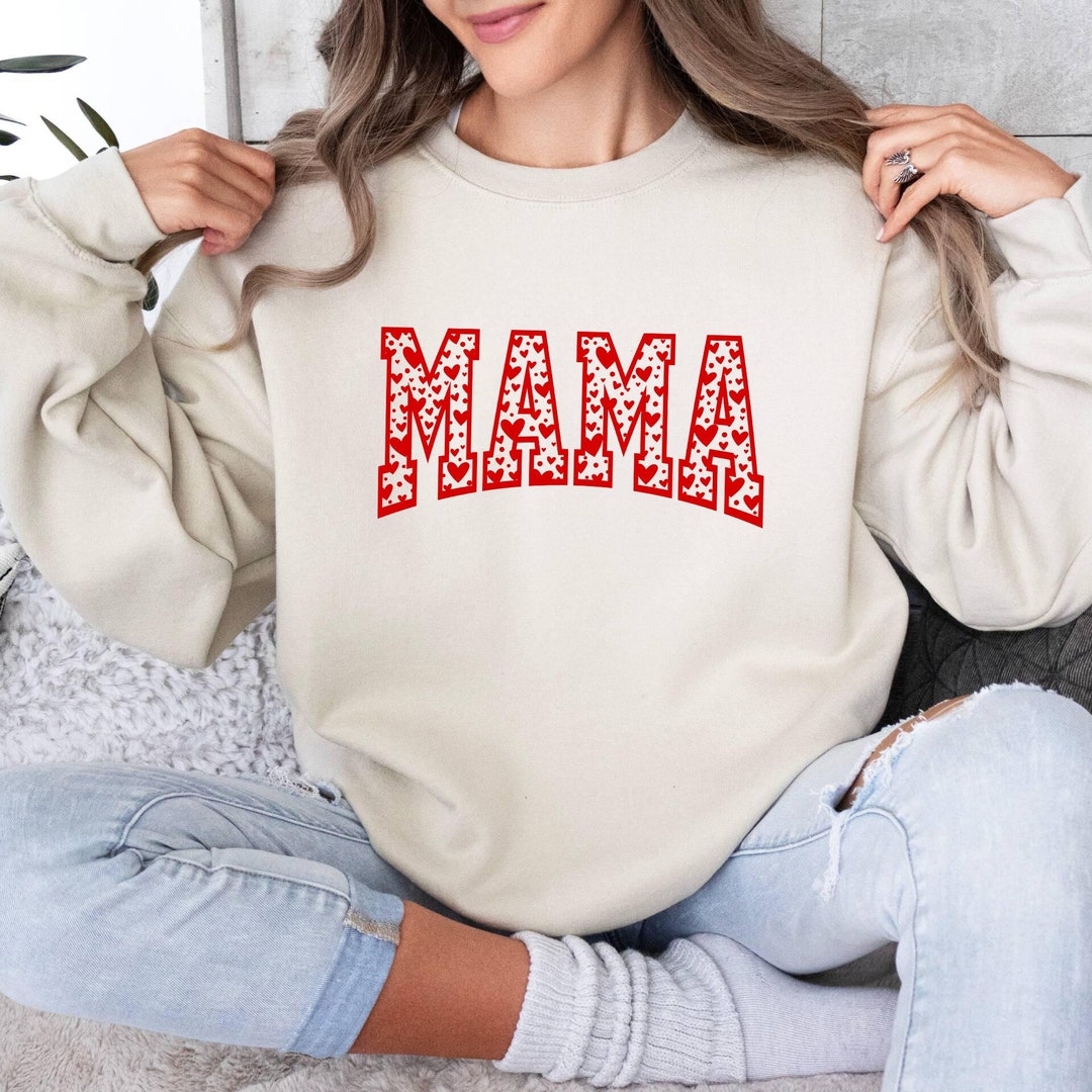 Mama Sweatshirt, Heart Mama Sweatshirt, Trendy Mom Sweatshirt, Gift for ...