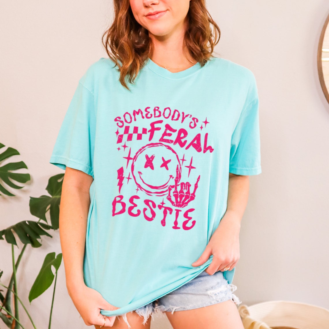 Comfort Colors® Somebody's Feral Bestie T-shirt, Best Friends Shirt ...