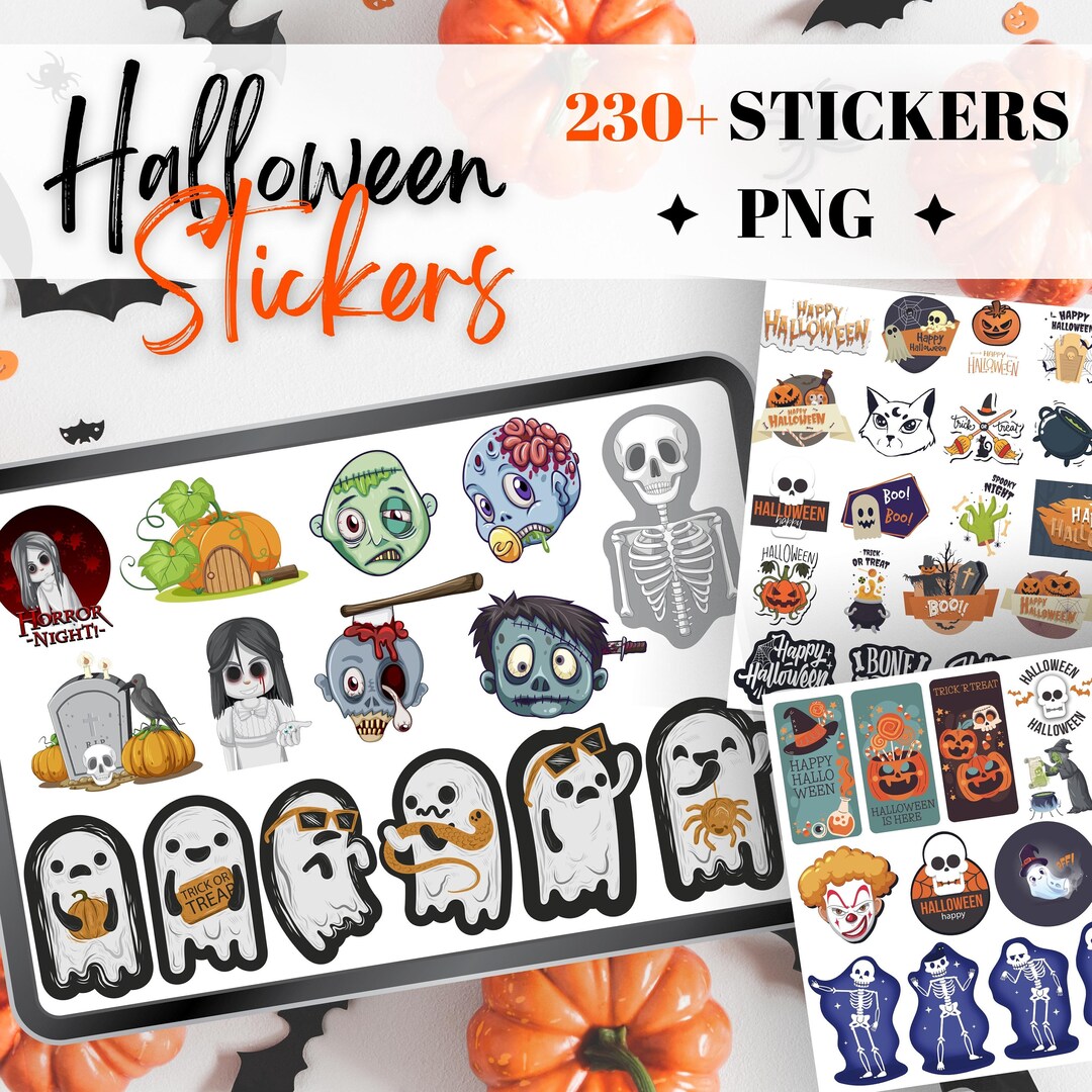 PRINTABLE Halloween Sticker Pack, Halloween Sticker Bundle, Spooky ...