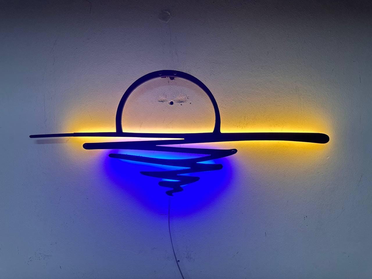 Sun Sparkle, Metal Led Wall Sign Art, Above Bed Decor,home Decor, Sun ...