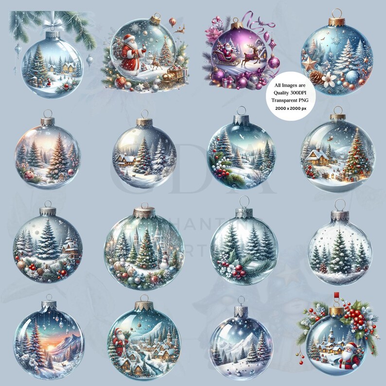 Christmas Scene Picture Bauble Clipart Art | Transparent PNG | Winter ...