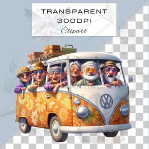Funny Grandpa Hippie PNG Clipart Set | Cute Quirky Old Man Sublimation ...