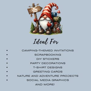 Cute Camping Gnome PNG Clipart | Watercolour Camp Gnome | Hiking ...