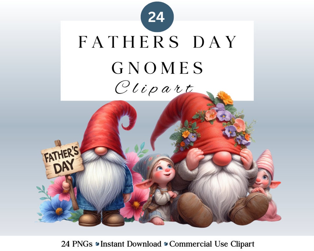 Cute Fathers Day Gnome Clipart PNG Set | Watercolour Parent and Child ...