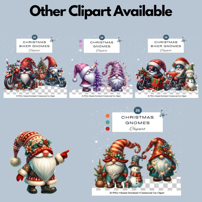 Cute Christmas Boho Gnome Clipart PNG Set | Holiday Watercolour Festive ...