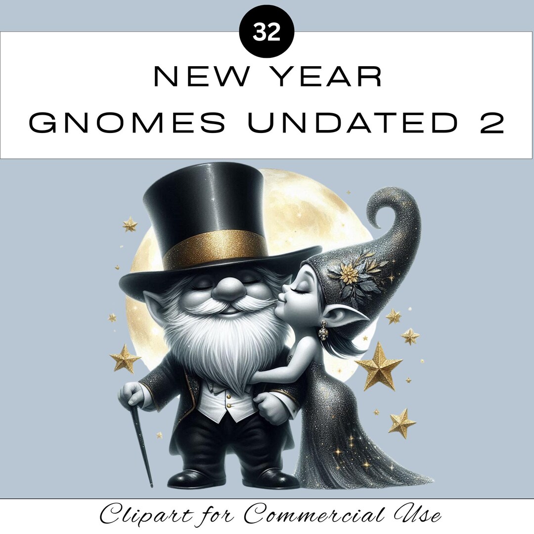 Cute New Years Eve Gnome Clipart PNG Set 2 | Watercolour Party Gnomes ...